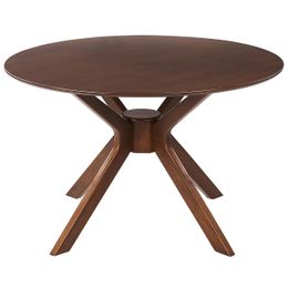 Beliani ESSTISCH 120/120/75 cm Dunkelbraun Rund Tymis