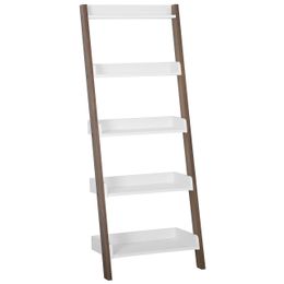 Beliani B&Uuml;CHERREGAL 5 F&auml;cher Dunkler Holzfarbton/Wei&szlig; Mobile Trio