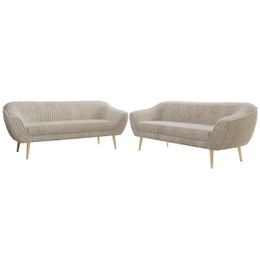 SITZGARNITUR PIRS 3+3 - Beige Cord - Holzbeine
