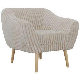 SESSEL PIRS - Beige Cord - Holzbeine