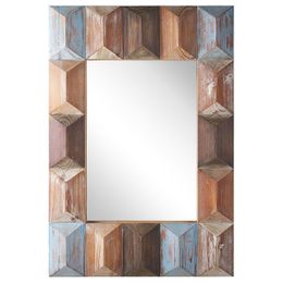 Beliani WANDSPIEGEL Holz bunt rechteckig 63/90 cm Hizote