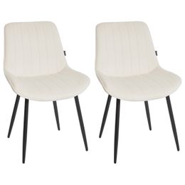 Beliani ESSZIMMERSTUHL 2er-Set Samtstoff Helles Beige Dubrovnik