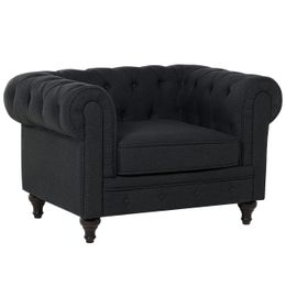 Beliani SESSEL Polsterbezug graphitgrau Chesterfield