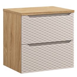 Badplaats WASCHBECKENUNTERSCHRANK Ocean 2 Schubladen Cashmere mit Eiche - 60 x 46 x 59 cm