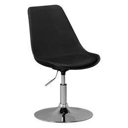 KADIMA DESIGN DREHSTUHL Kunstleder Trompetenfu&szlig; Chromgestell, Schwarz 46x46x88 cm