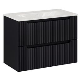 Badplaats BADM&Ouml;BEL-SET Nova 2 Teile Schwarz Matt - 80 x 40 x 58 cm