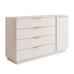 KOMMODE LINA KASCHMIR 1D4S mit LED-Beleuchtung auf Sockel Gold Chrom