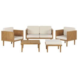 Beliani LOUNGE-SET 4-sitzer Akazienholz Hellbraun Baratti