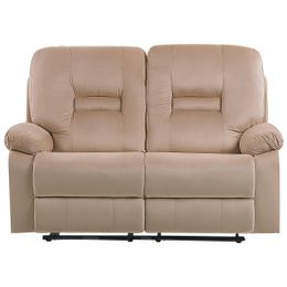Beliani 2-SITZER-SOFA mit LED-Beleuchtung Samtstoff Beige Bergen