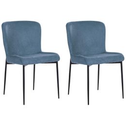 Beliani ESSZIMMERSTUHL 2er-Set Polsterbezug Blau Ada