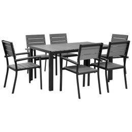 Beliani GARTENM&Ouml;BEL SET 6-Sitzer Kunstholz grau/schwarz Como