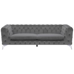 Beliani 3-SITZER-SOFA Samtstoff Grau Sotra