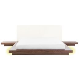 Beliani BETT mit LED 160x200 cm Heller Holzfarbton Zen