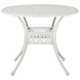 Beliani GARTENTISCH cm Metall Wei&szlig; Ancona