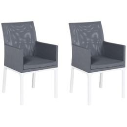 Beliani GARTENSTUHL 2er-Set Aluminium grau Bacoli