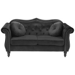 Beliani 2-SITZER-SOFA Samtstoff Schwarz Skien
