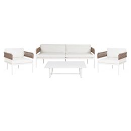 Beliani LOUNGE-SET 4-sitzer Symmetrisch Aluminium Wei&szlig; Serla