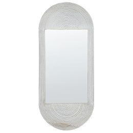 Beliani WANDSPIEGEL Mangoholz wei&szlig; oval 56/130 cm Briant