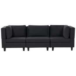 Beliani 3-SITZER-SOFA Leinenoptik schwarz Unstad