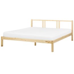 Beliani BETT mit Lattenrost 180x200 cm Heller Holzfarbton Vannes