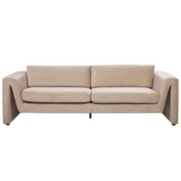 Beliani 3-SITZER-SOFA Samtstoff sandbeige Maunu