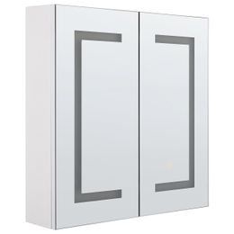 Beliani BAD-SPIEGELSCHRANK wei&szlig;/silber mit LED-Beleuchtung 60/60 cm Mazarredo