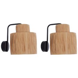 Beliani WANDLAMPE 2er Set Naturfarben/Schwarz Shinfa