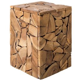 Beliani BEISTELLTISCH Teakholz hellbraun quadratisch 30/30 cm Nelson