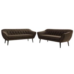 SITZGARNITUR PIRS 3+3 - Braun Velvet - Schwarze Beine