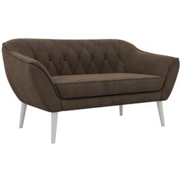 2-SITZER-SOFA PIRS - Braun Velvet - Wei&szlig;e Beine