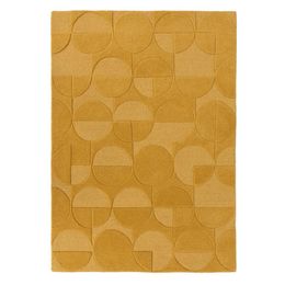 KADIMA DESIGN TEPPICH aus Wolle DEBEN in Senfgelb, geometrisch, 160 x 230 cm