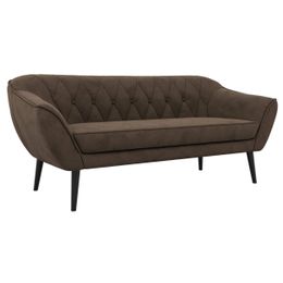3-SITZER-SOFA PIRS - Braun Velvet - Schwarze Beine