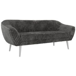 3-SITZER-SOFA PIRS - Grau Cord - Wei&szlig;e Beine