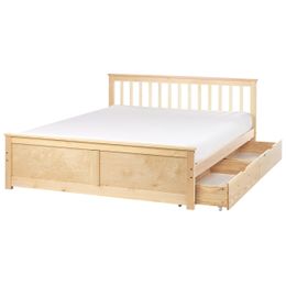 Beliani BETT mit Schubladen 160x200 cm Heller Holzfarbton Olendon