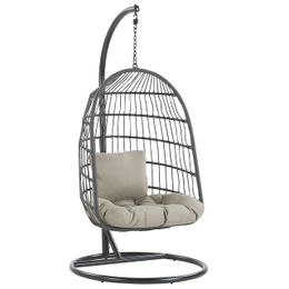 Beliani H&Auml;NGESESSEL mit Gestell Flechtseil schwarz 102 cm Allera