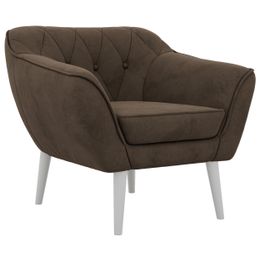 SESSEL PIRS - Braun Velvet - Wei&szlig;e Beine