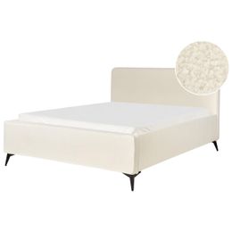 Beliani POLSTERBETT mit Lattenrost 160x200 cm Cremewei&szlig; Valognes