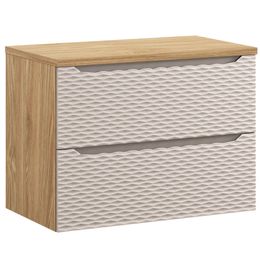 Badplaats WASCHBECKENUNTERSCHRANK Ocean 2 Schubladen Cashmere mit Eiche - 80 x 46 x 59 cm