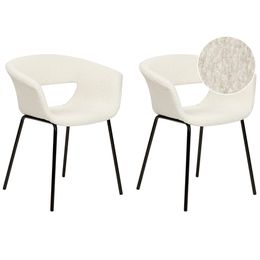 Beliani ESSZIMMERSTUHL 2er-Set Boucl&eacute; cremewei&szlig;/schwarz Elma