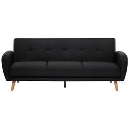 Beliani 3-SITZER-SCHLAFSOFA Polyester Schwarz Florli