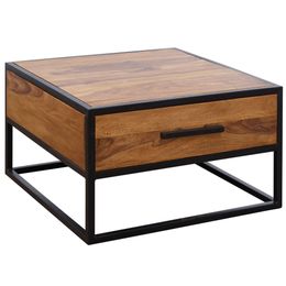 KADIMA DESIGN COUCHTISCH Industriestil, Metall und Holz, mit Schublade, 50 kg Tragkraft