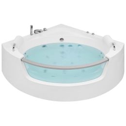 Beliani WHIRLPOOL BADEWANNE mit LED 136x187x63 cm wei&szlig; Mangle