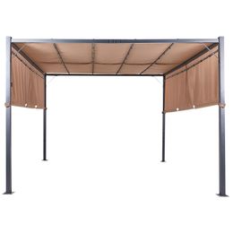 Beliani PERGOLA mit LED-Beleuchtung Stahl braun 310/310 cm Parga