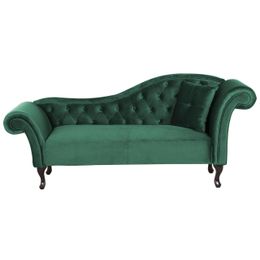 Beliani CHAISELONGUE Samtstoff dunkelgr&uuml;n rechtsseitig Lattes