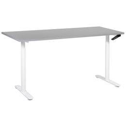 Beliani SCHREIBTISCH grauwei&szlig; 160/72 cm manuell h&ouml;henverstellbar Destin IV