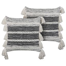 Beliani DEKOKISSEN 2er-Set Cremewei&szlig; 45/45 cm Rochea