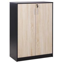 Beliani AKTENSCHRANK heller Holzfarbton/schwarz 117 cm 2 T&uuml;ren Zehna