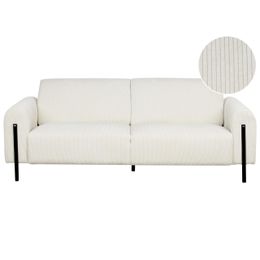 Beliani 3-SITZER-SOFA Cord cremewei&szlig; Askim