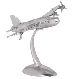 KADIMA DESIGN DEKOFIGUR Flugzeugpropeller Aluminium Silber 42x30 cm handgefertigt