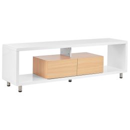 Beliani TV-M&Ouml;BEL Wei&szlig;, Hellbraun KNOX 39/159/50 cm